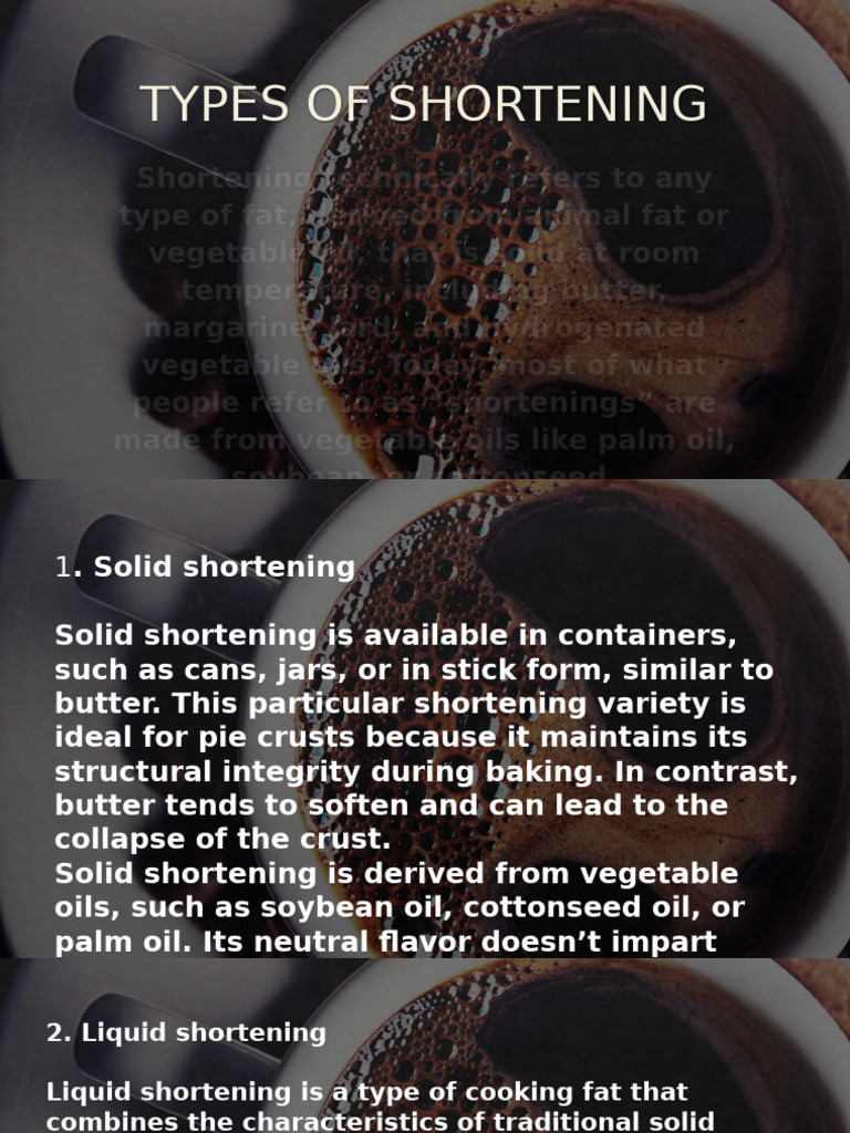 Types of Shortening in Baking | PDF
