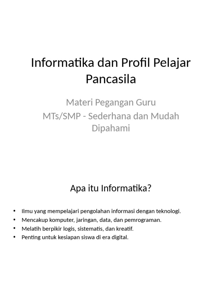 Slide Poin Penting Informatika Profil Pancasila | PDF