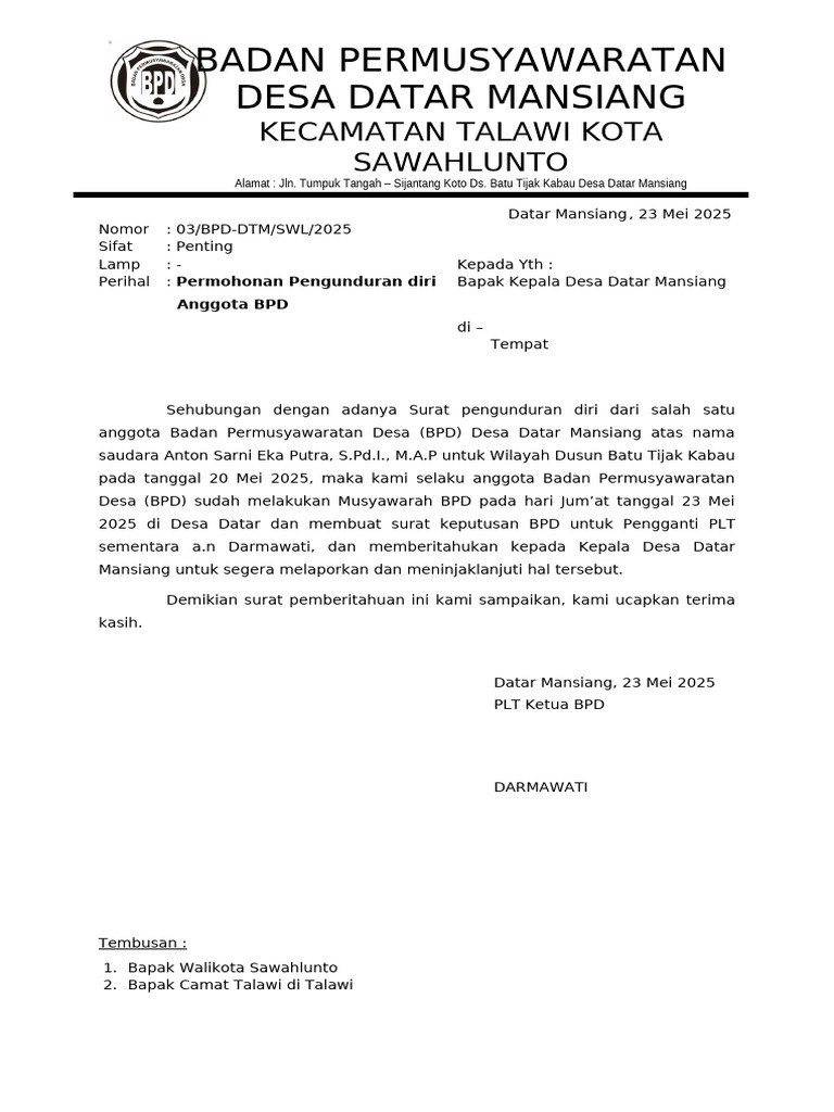 Surat BPD 2025 | PDF