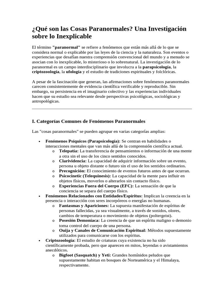 Explorando lo Paranormal: Definición y Fenómenos | PDF | Fantasmas ...