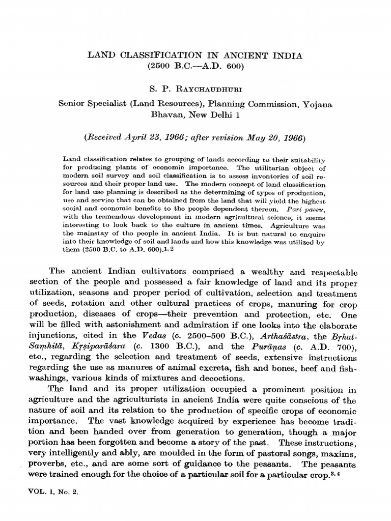 Land Classification System in Ancient British India | PDF