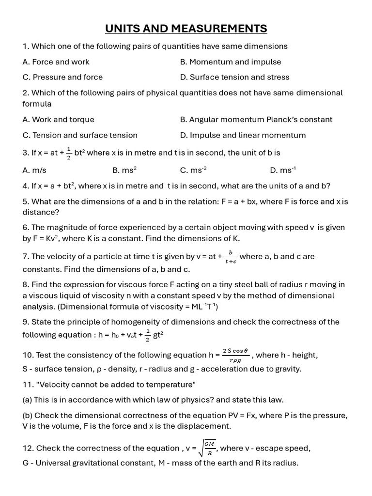 Understanding Units and Dimensions in Physics | PDF | Force | Viscosity