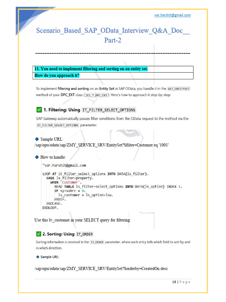 Scenario Based SAP OData Interview Q&A Doc Part-2 | PDF | Computing | Software Engineering