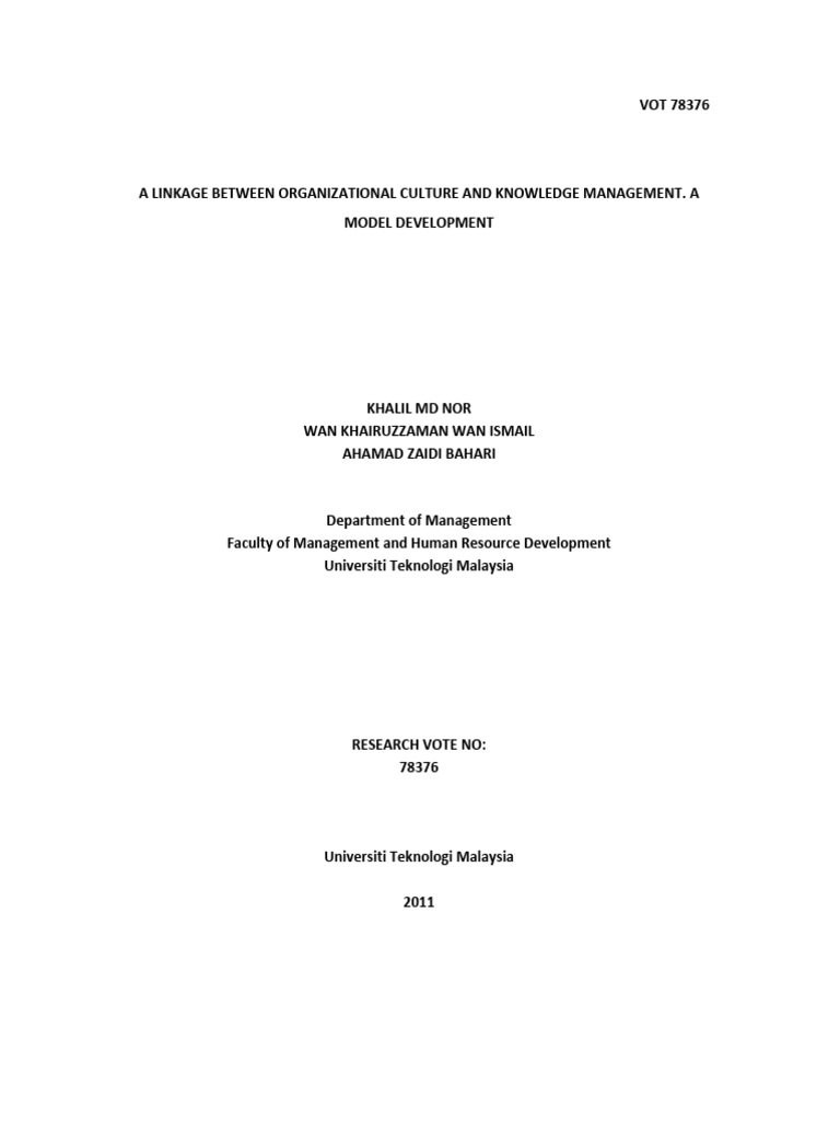A Linkage Between Organizational Culture | PDF | Knowledge Management ...