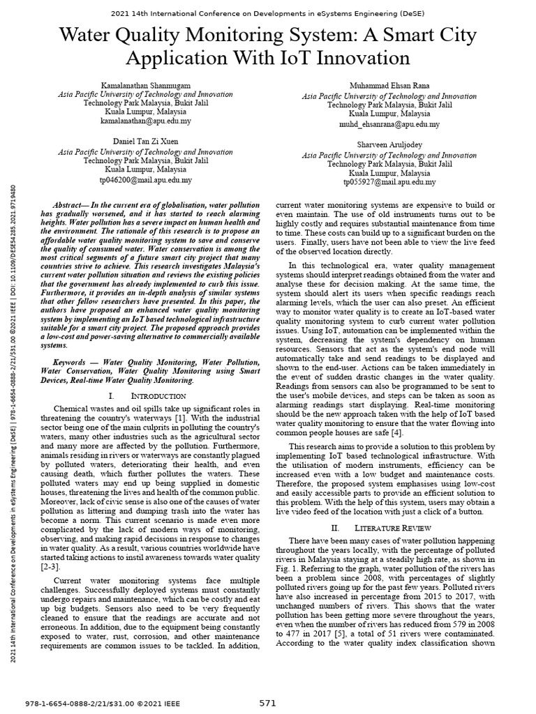 IoT-Based Water Quality Monitoring System | PDF | Internet Of Things ...