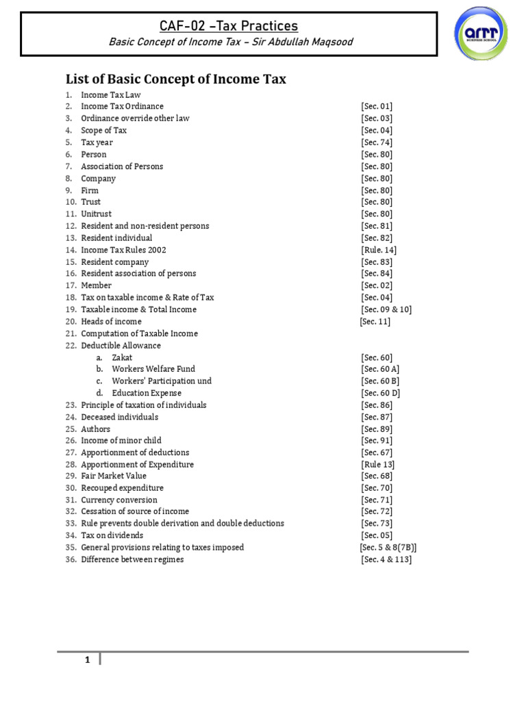 Income Tax Basics and Ordinance Overview | PDF | Taxes | Income