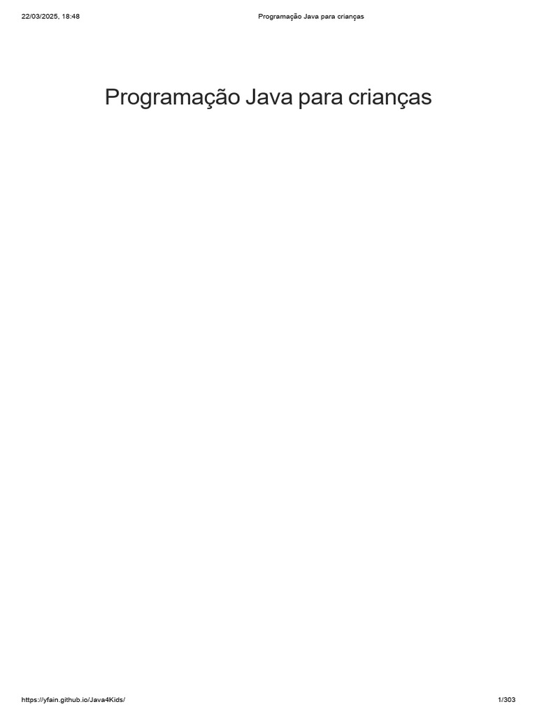 Programação Java Para Crianças Pdf Linguagem De Programação Java