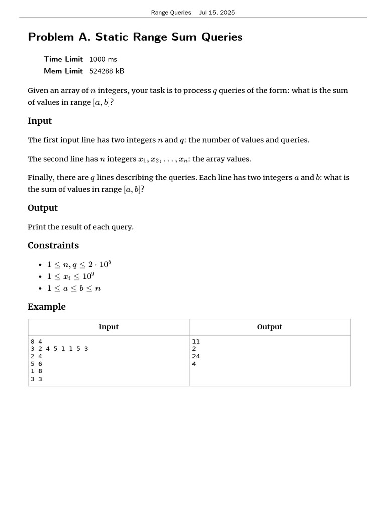 Range Query Problems Overview | PDF | Computer Programming | Algorithms ...