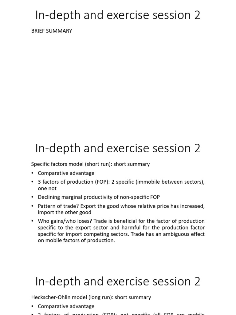 In-Depth and Exercise Session 2 (Ch4-Ch5) | PDF | Comparative Advantage | Labour Economics