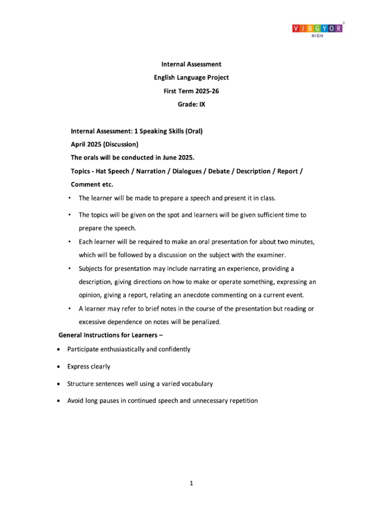 Grade 9 CISCE Term-1 Project Guidelines AY 2025-26 | PDF