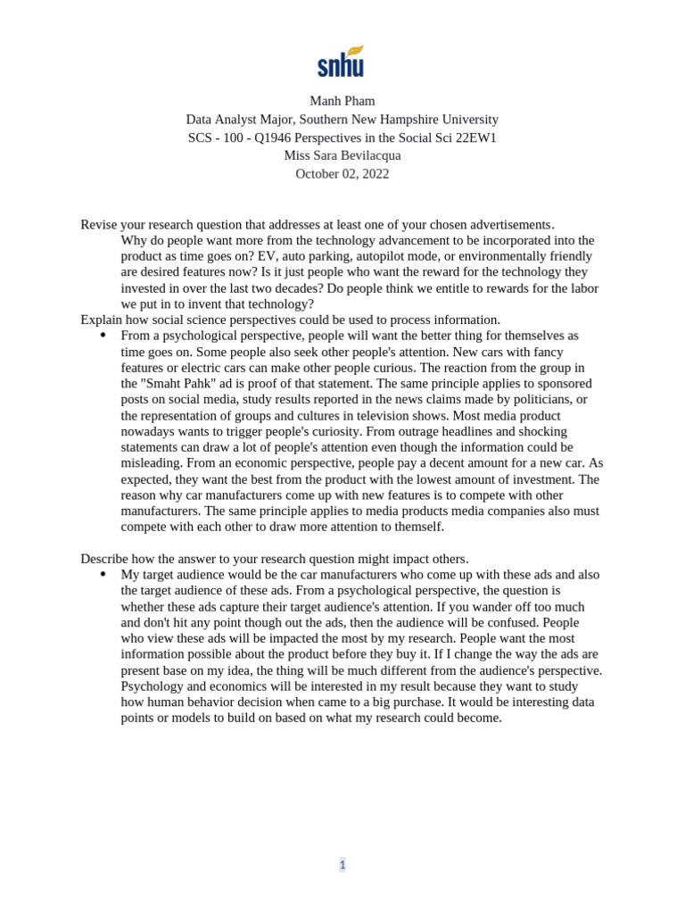 SCS 100 Module Five Activity Template | PDF | Psychological Concepts | Psychology