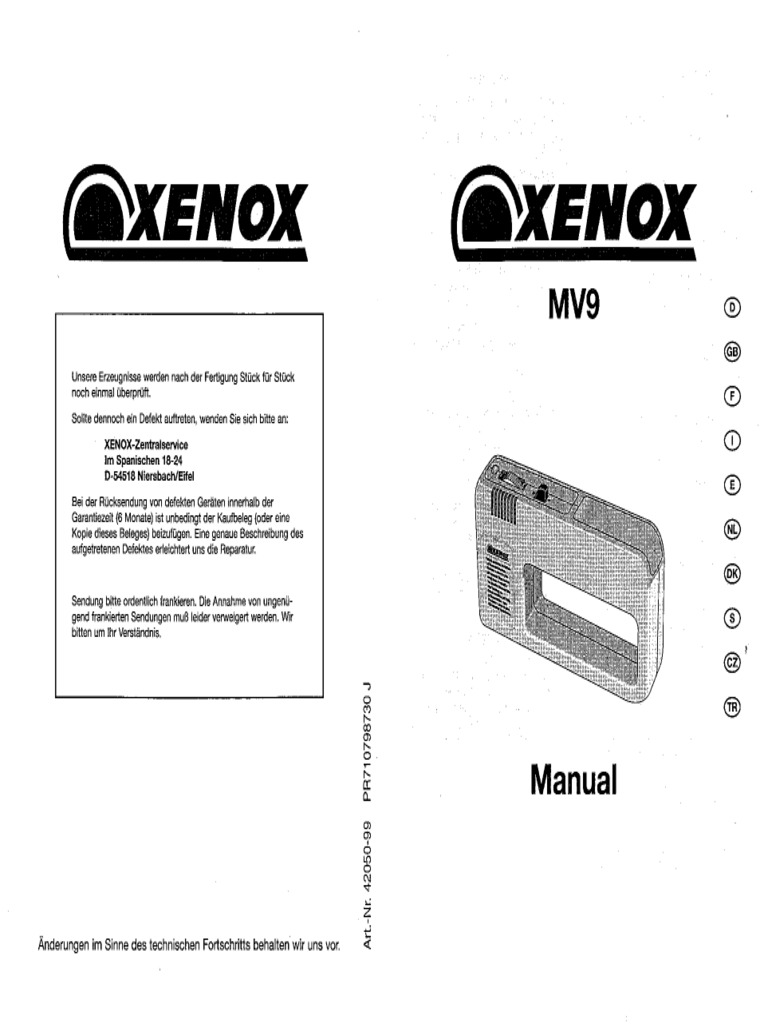 Manual 826928 Xenox mv9 42050 | PDF