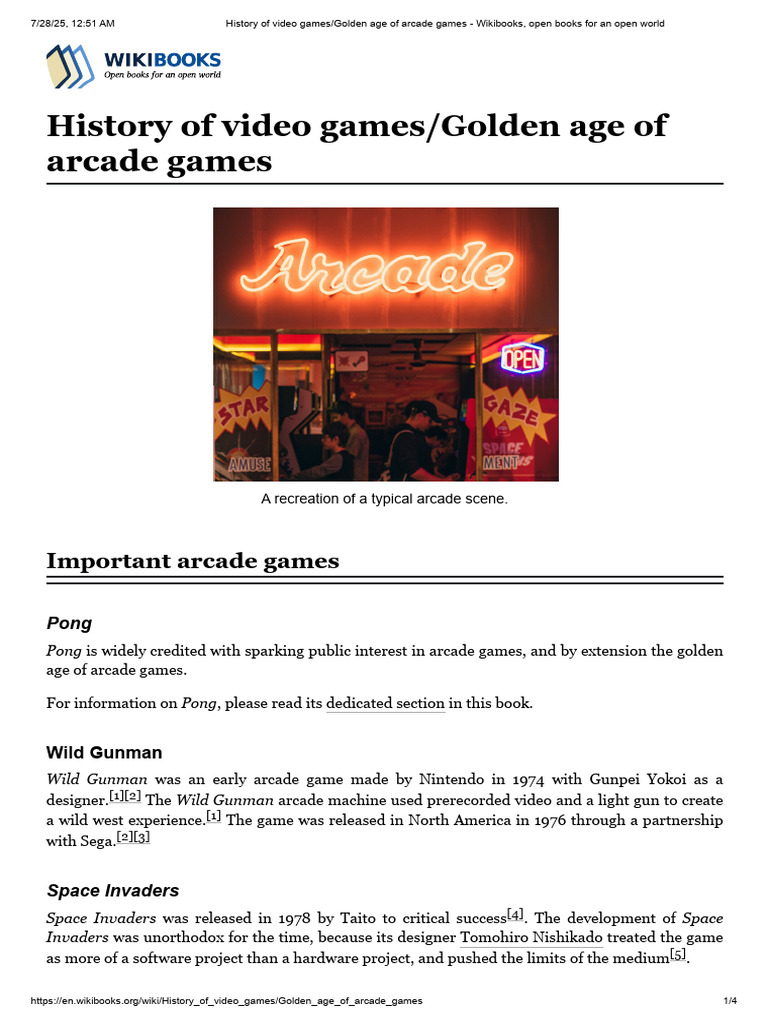 History of Video Games - Golden Age of Arcade Games | PDF | Video Games ...