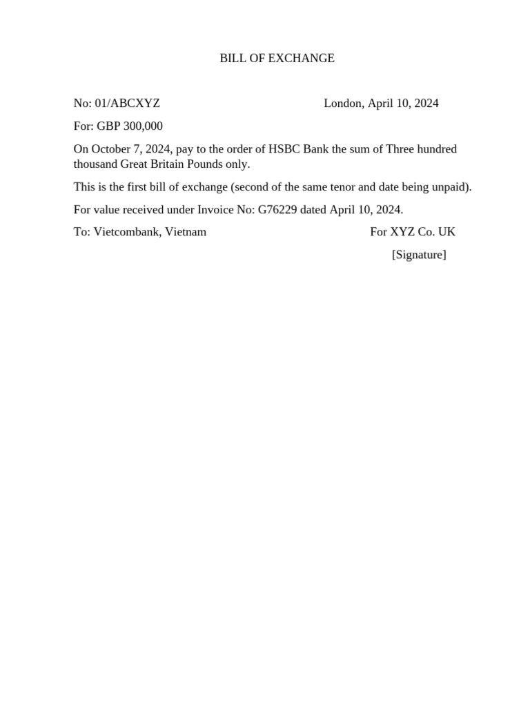 Bill of Exchange 1 | PDF