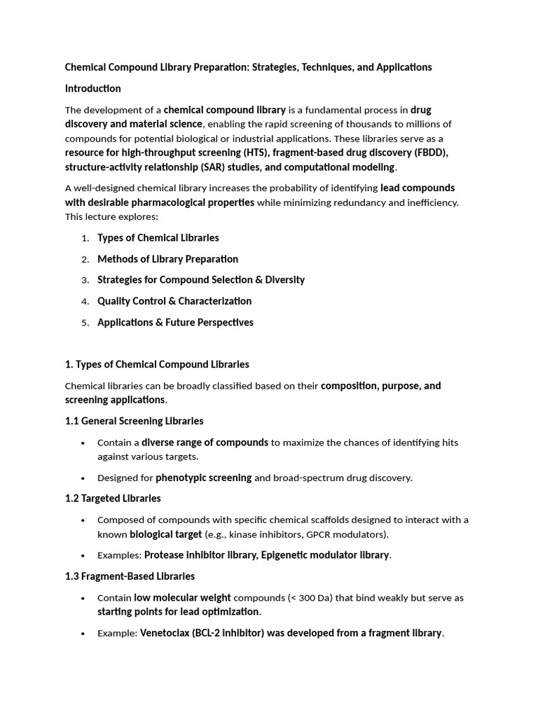 Chemical Compound Library Preparation | PDF | Drug Discovery | Medicinal Chemistry
