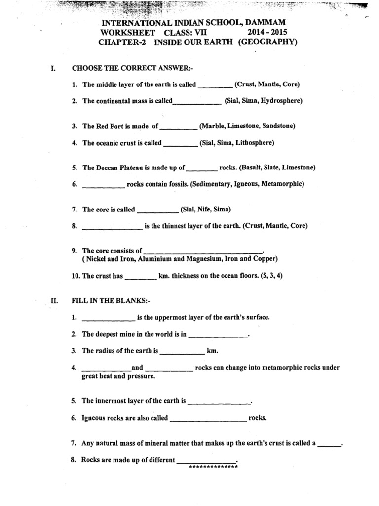 CBSE Class 7 Geography - Inside Our Earth | PDF