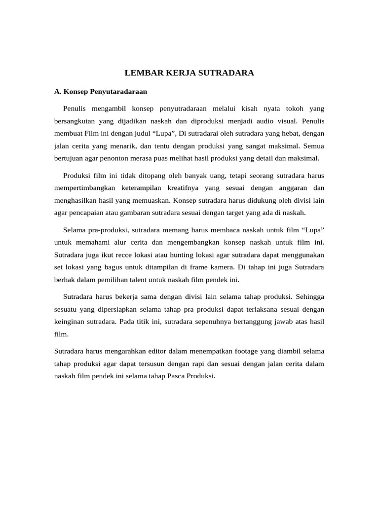 Brahma Setya-422102223 Lembar Kerja Sutradara | PDF