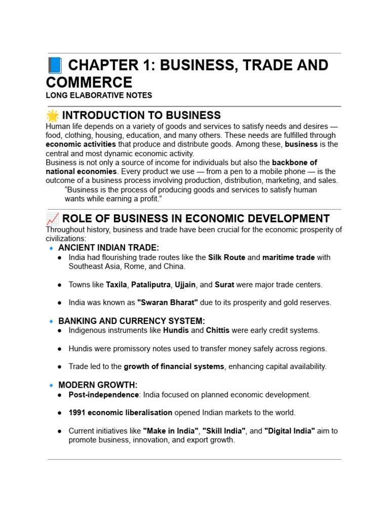 ? Chapter 1 - Business, Trade and Commerce | PDF | Business | Commerce