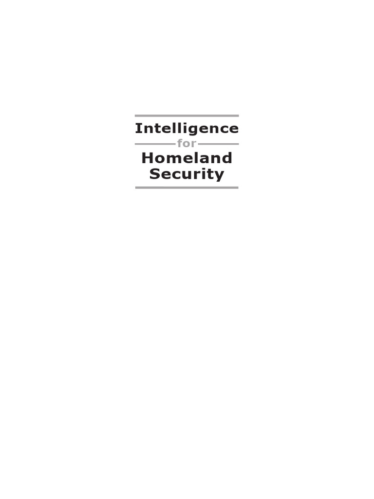 Intelligence For Homeland Security - An Introduction | PDF | United ...