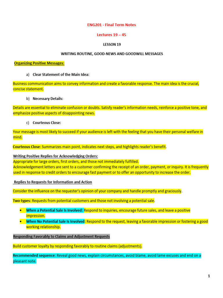 ENG201 Final Term Notes 1 | PDF | Memorandum | Empirical Research