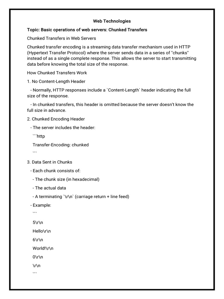 Understanding Chunked Transfer Encoding | PDF | Cache (Computing ...