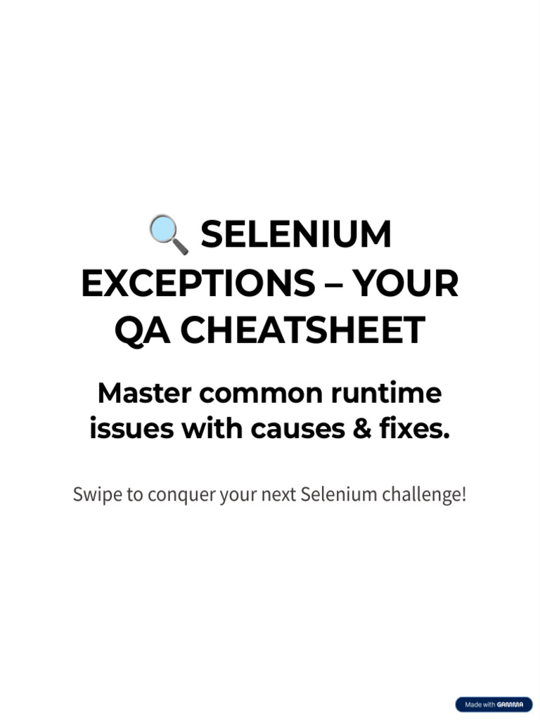Top Selenium Exceptions Every QA Engineer Should Know! | PDF ...