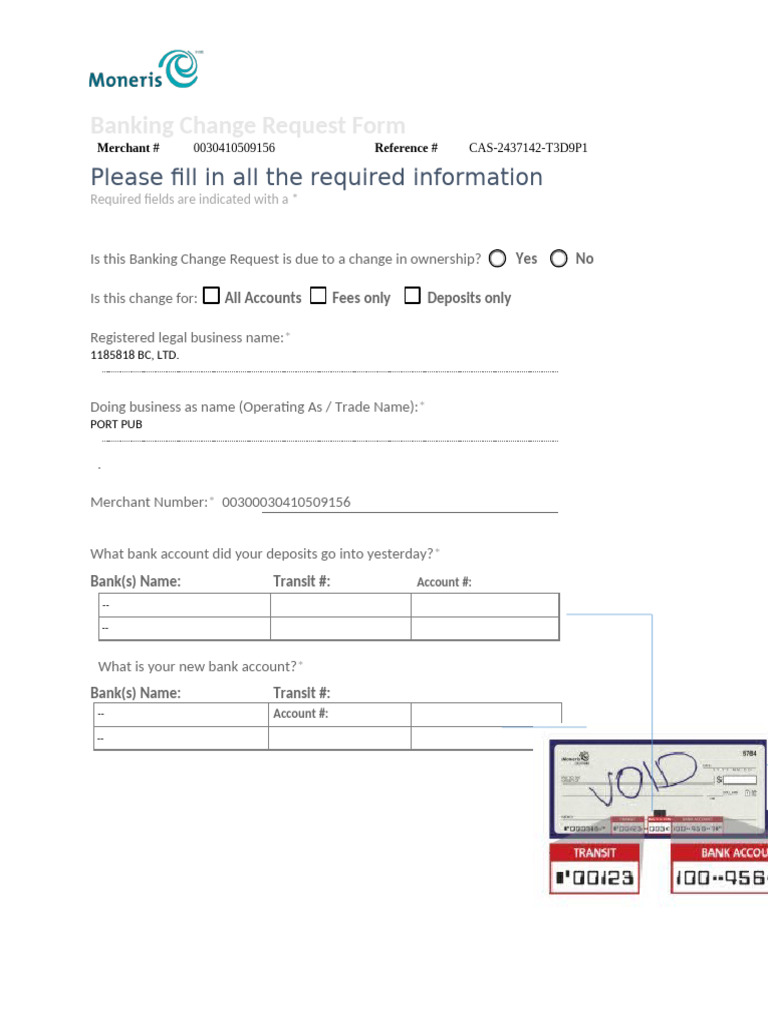 Banking Change Request Instructions | PDF | Cheque | Banks