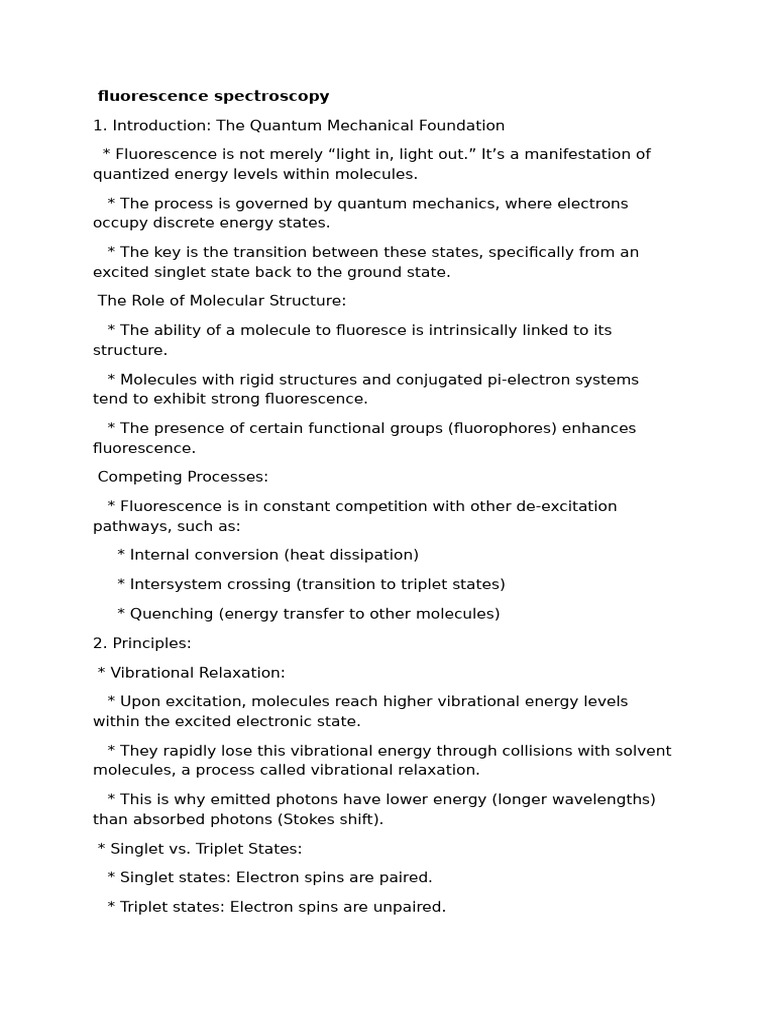 Understanding Fluorescence Spectroscopy | PDF | Fluorescence | Energy Level