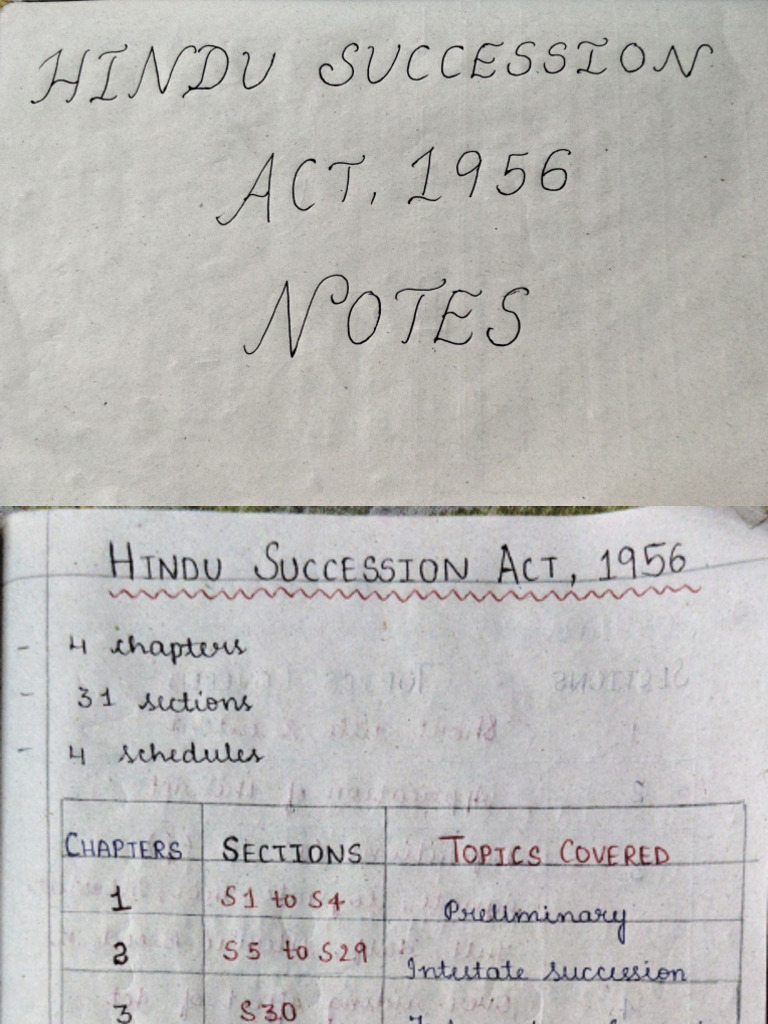 Hindu Succession Act, 1956 Notes | PDF