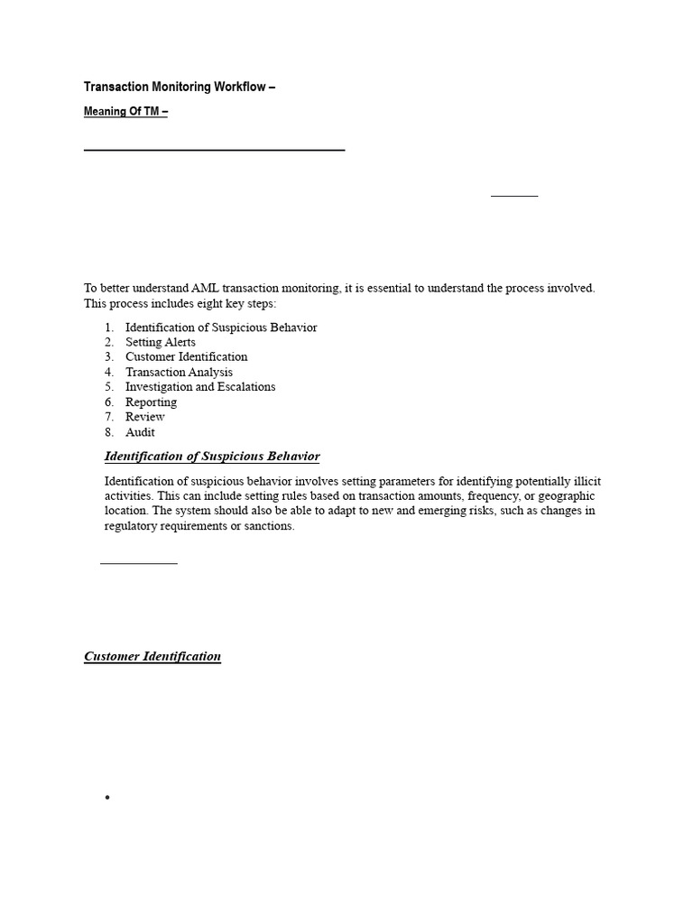 Transactions Monitoring Workflow | PDF | Regulatory Compliance | Business
