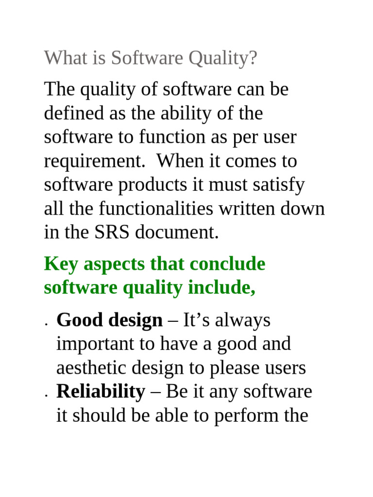 What Is Software Quality | PDF | Software Testing | Quality Assurance