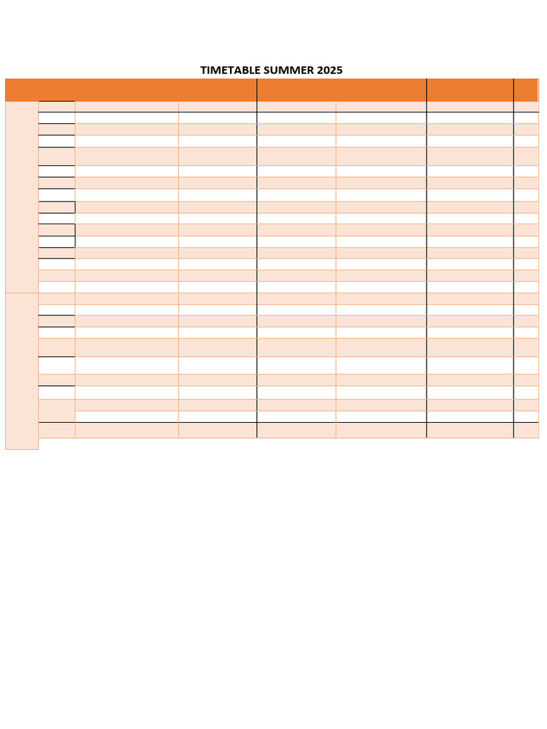 Summer 2025 Class Timetable | PDF | Human Communication | Linguistics