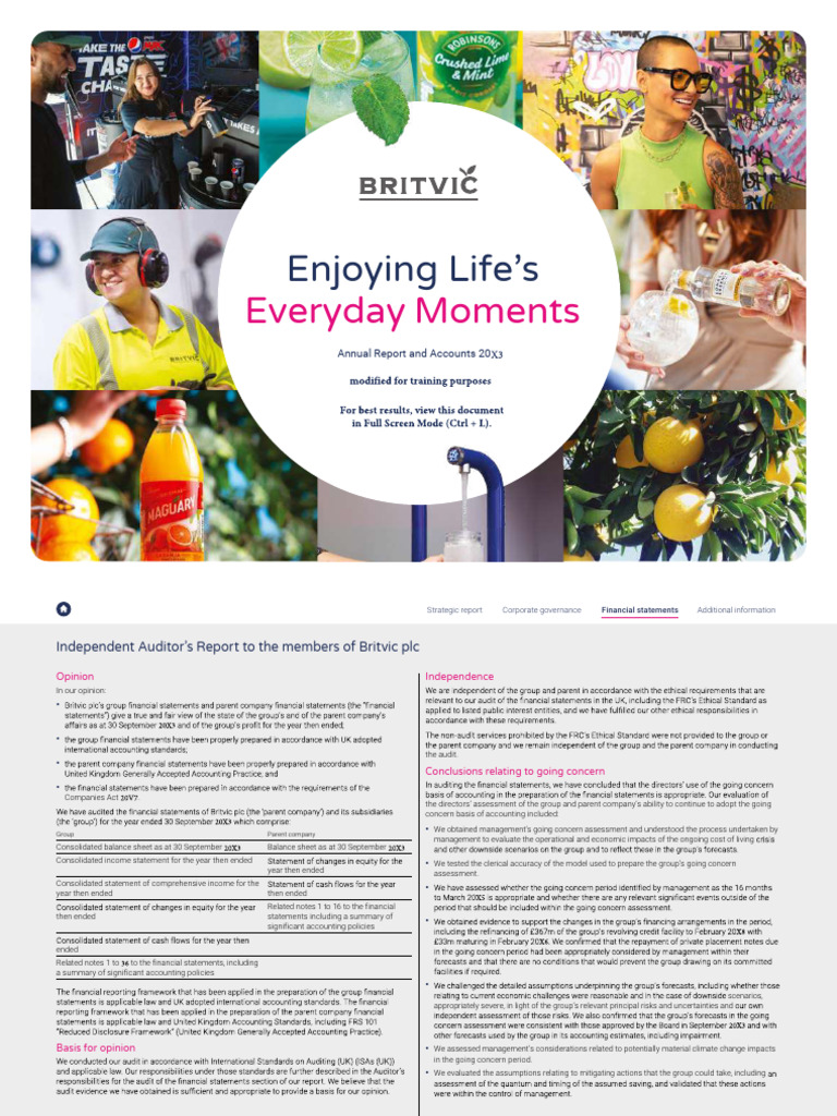Britvic Annual Report 2023 | PDF | Cost Of Living | Going Concern