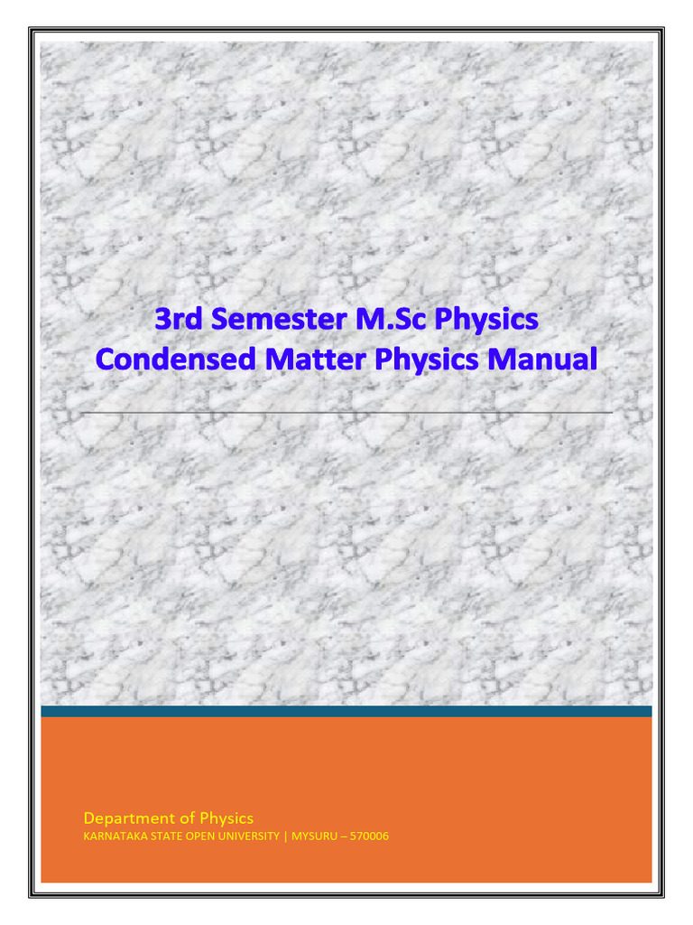 Condensed Matter Physics Experiments | PDF | Electrical Resistivity And ...