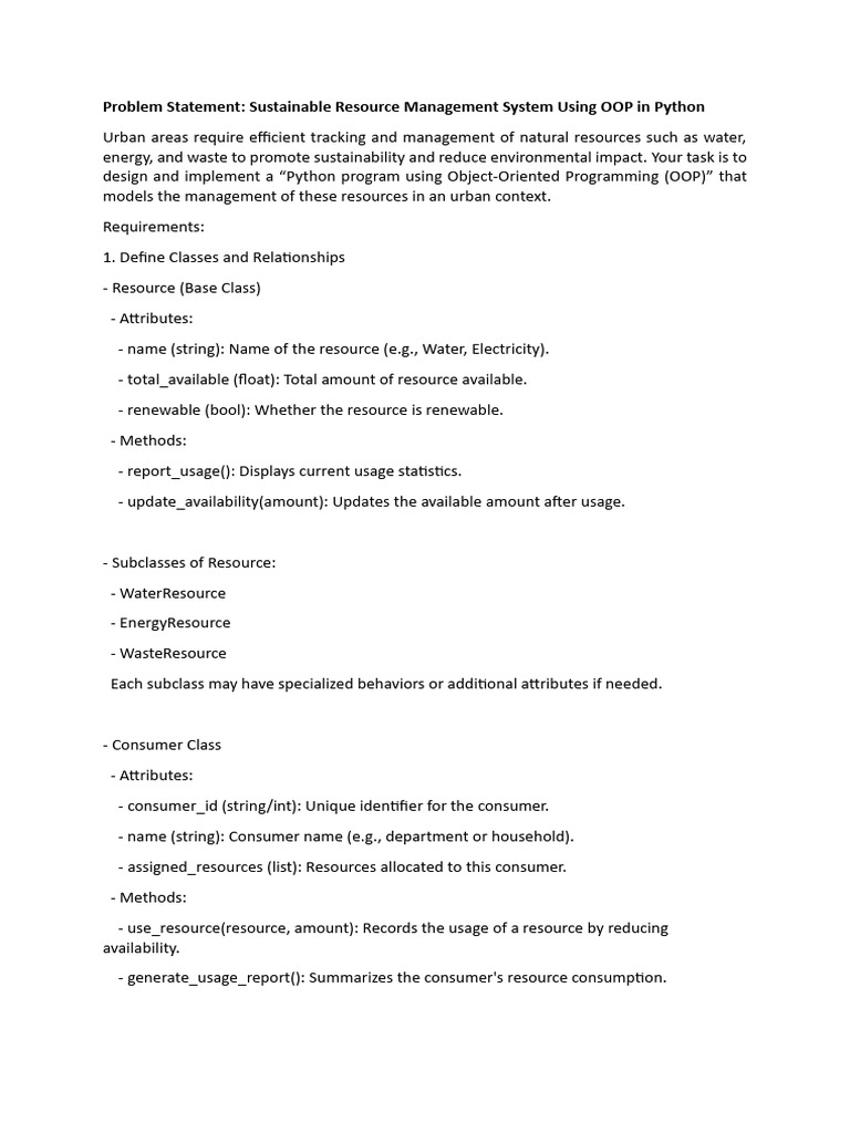 Problem Statement On Oop Concepts | PDF | Inheritance (Object Oriented Programming) | Class ...