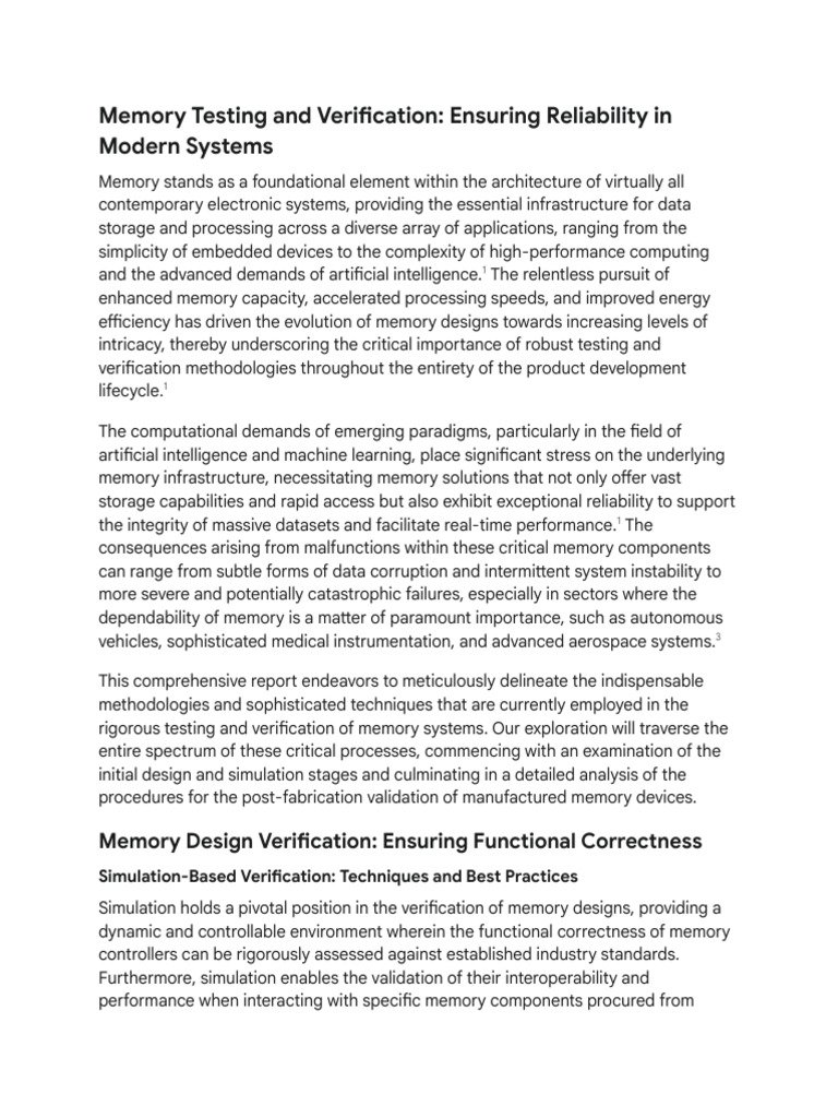 Memory Testing and Verification | PDF | Formal Verification | Hardware ...