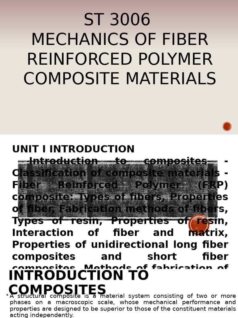 Unit 1 (Updated) | PDF | Fibre Reinforced Plastic | Composite Material