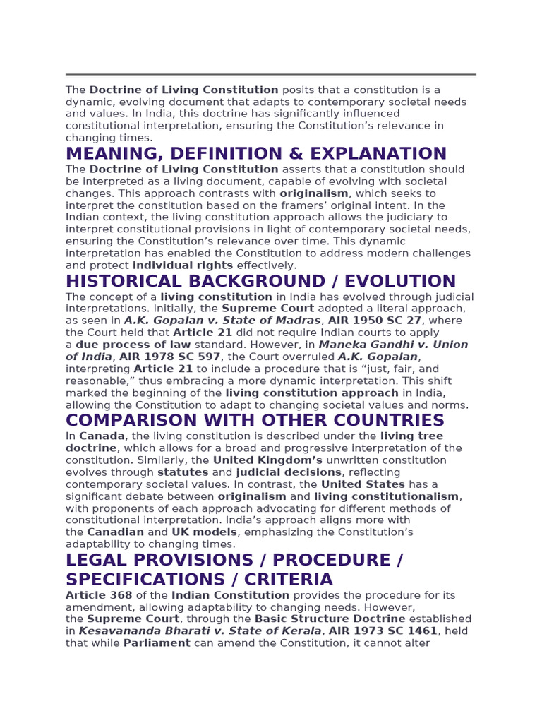 Understanding India's Living Constitution Doctrine | PDF | Justice ...