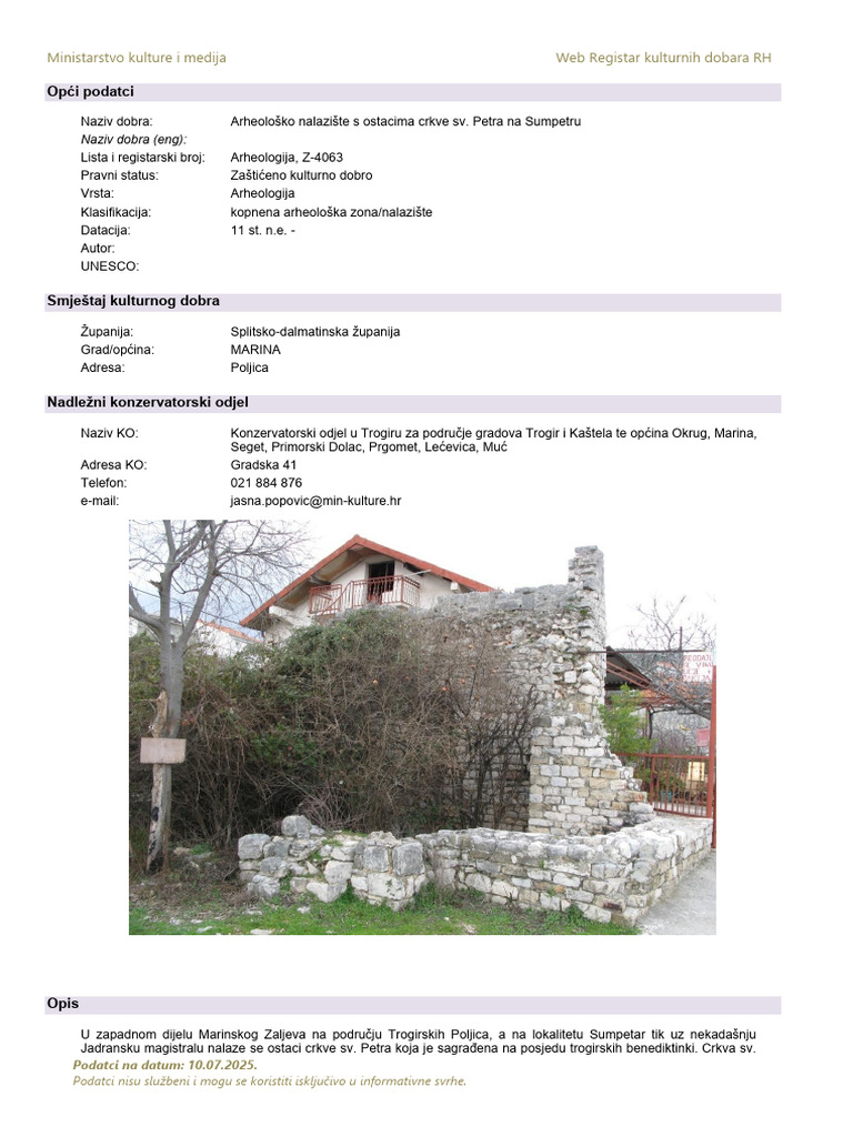 Kulturno Dobro - Detalji | PDF