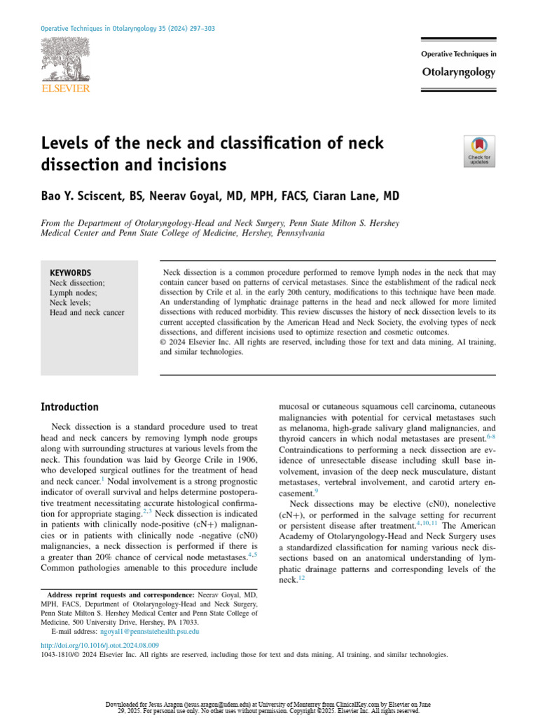 Neck Dissection Levels and Classifications | PDF | Neck | Human Head ...