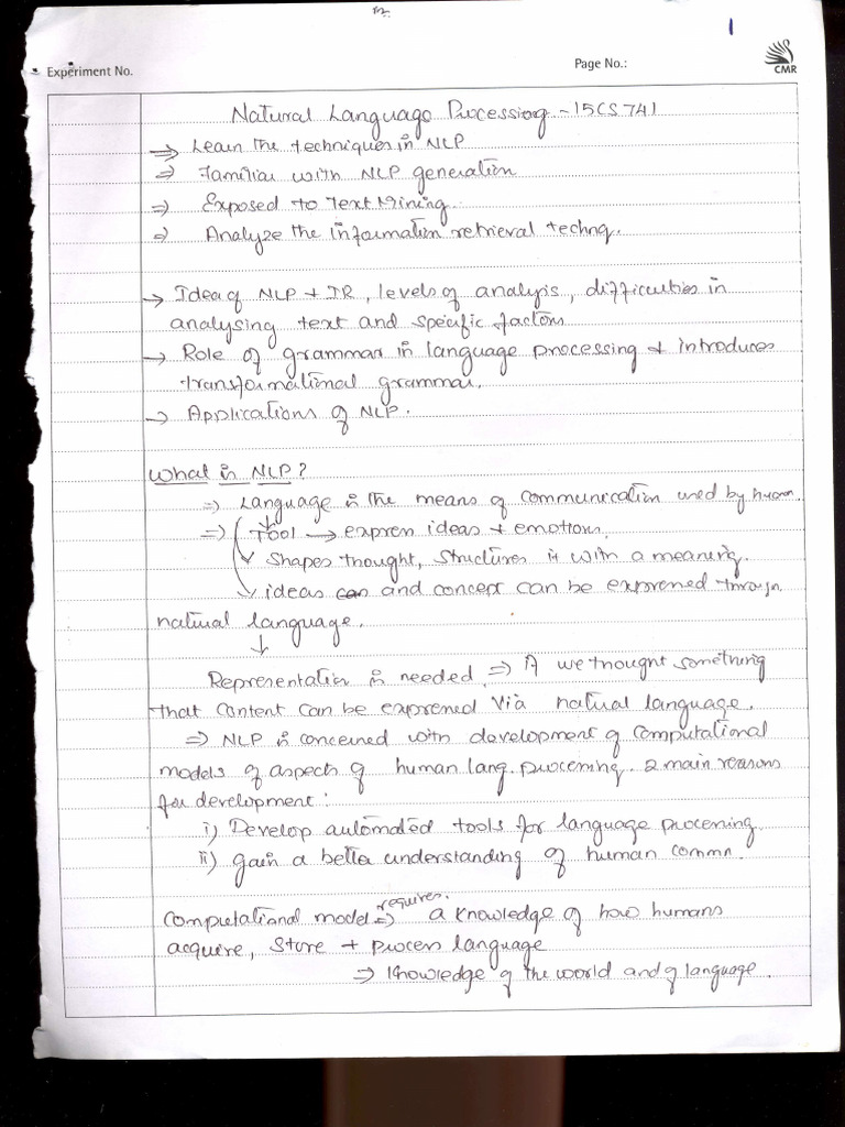 NLP Module 1 Hand Written Notes | PDF