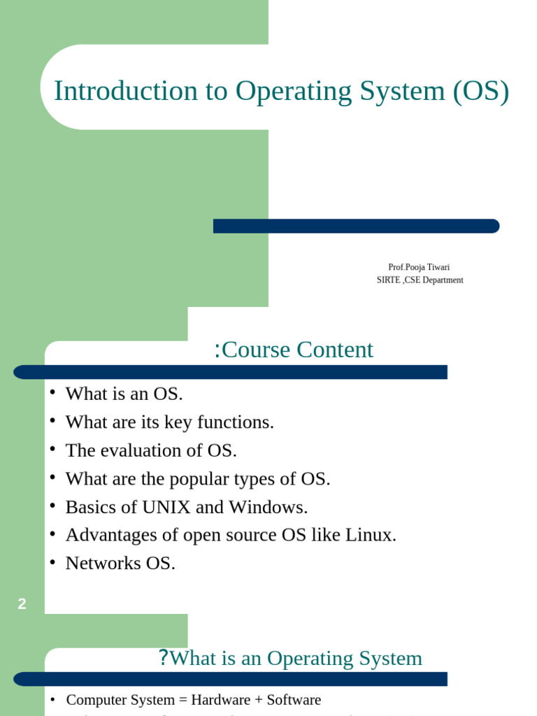Overview of Operating Systems and Functions | PDF | Operating System ...