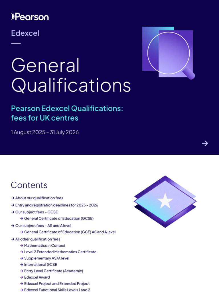 Edexcel Exam Fees 2025-2026 Overview | PDF | Educational Stages ...