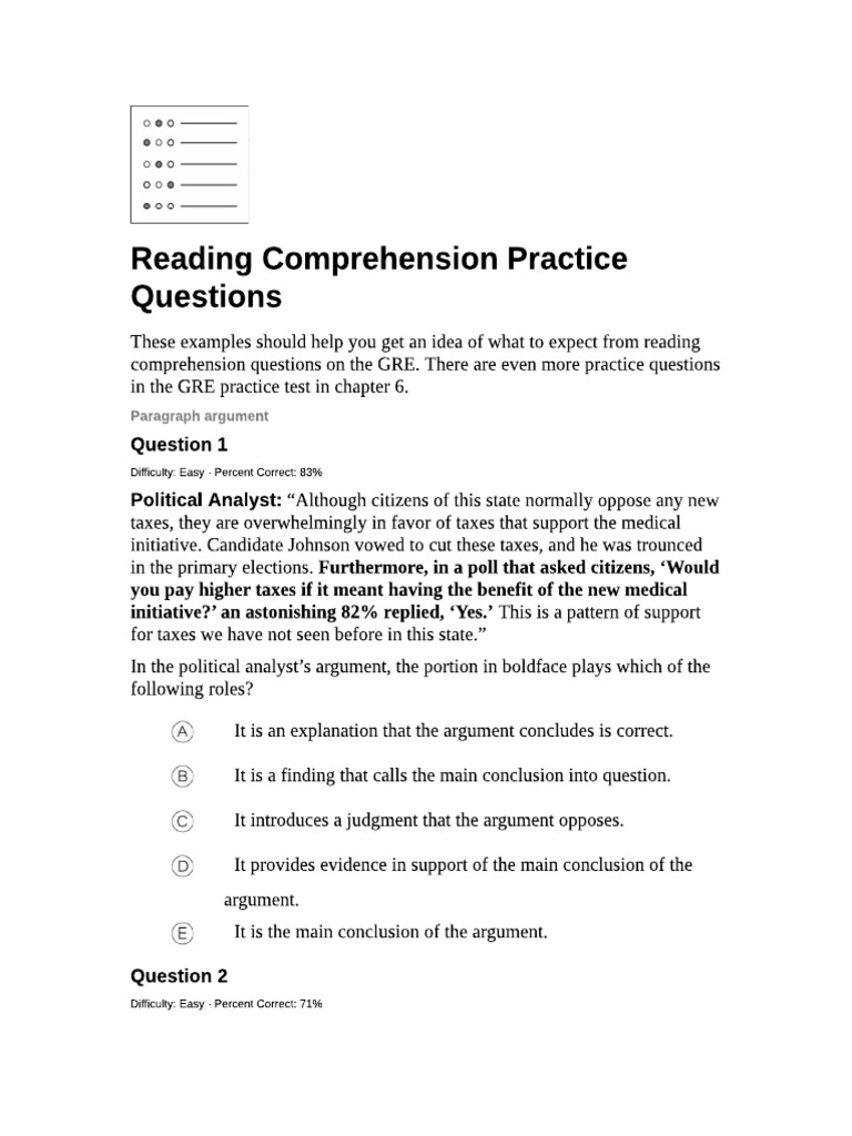 Reading Comprehension 1 | PDF