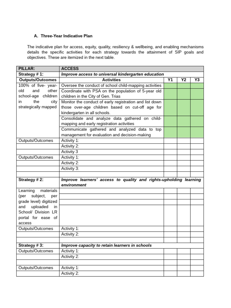 Three-Year Education Access Plan | PDF | Cognition | Learning