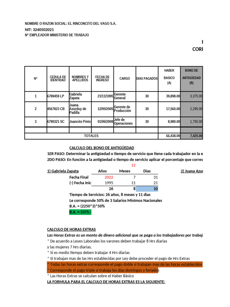7.1. Ejercicio Resueltos OBLIGACIONES LABORALES Con Planillas, Registros Contables y Formulario ...