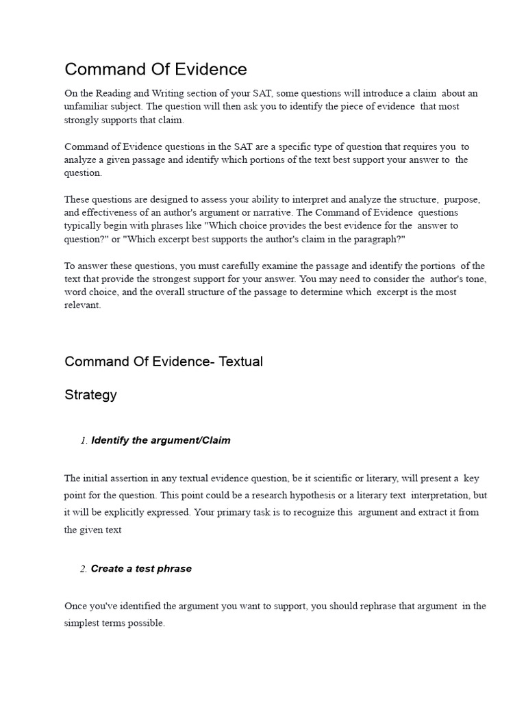 Command of Evidence (CLASS) | PDF | Gift | Argument