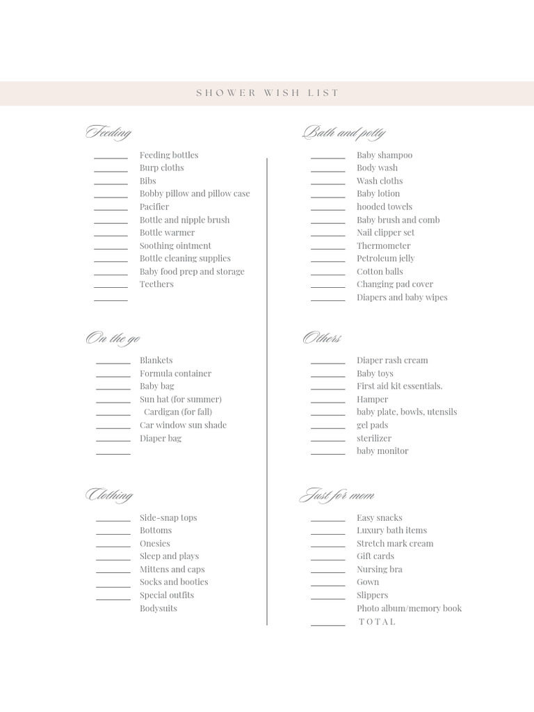 Baby Shower Checklist | PDF