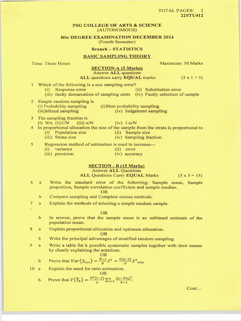 Basic Sampling Theory - Dec 2024 | PDF