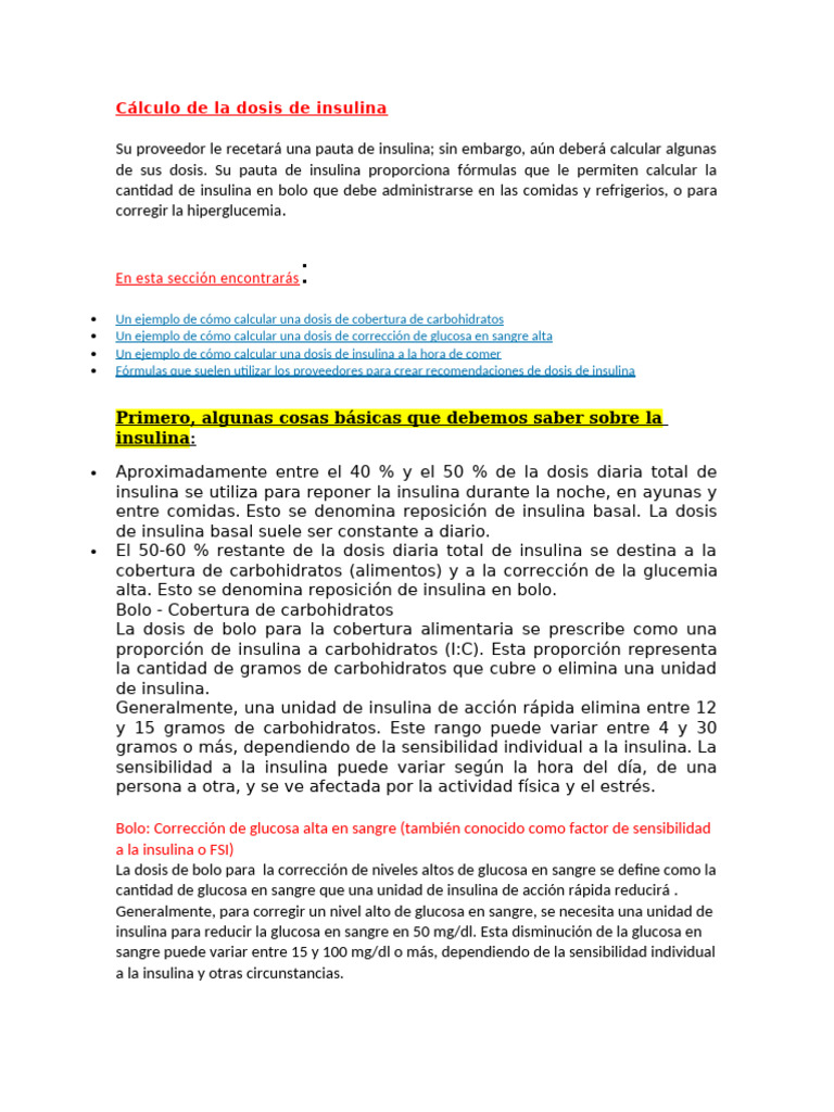 Cálculo de dosis de insulina NPH | PDF | Diabetes | Insulina